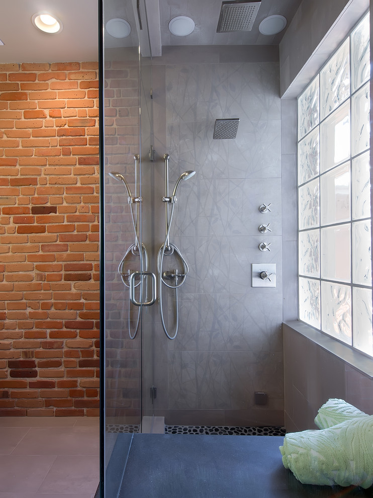 Exposed Brick and Concrete - Contemporary - Bathroom - Denver - by ...