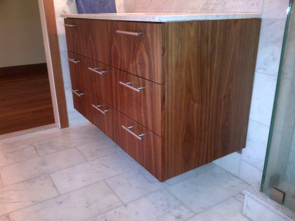 Floating Vanity and Wall Panels in Black Walnut - Contemporary ...