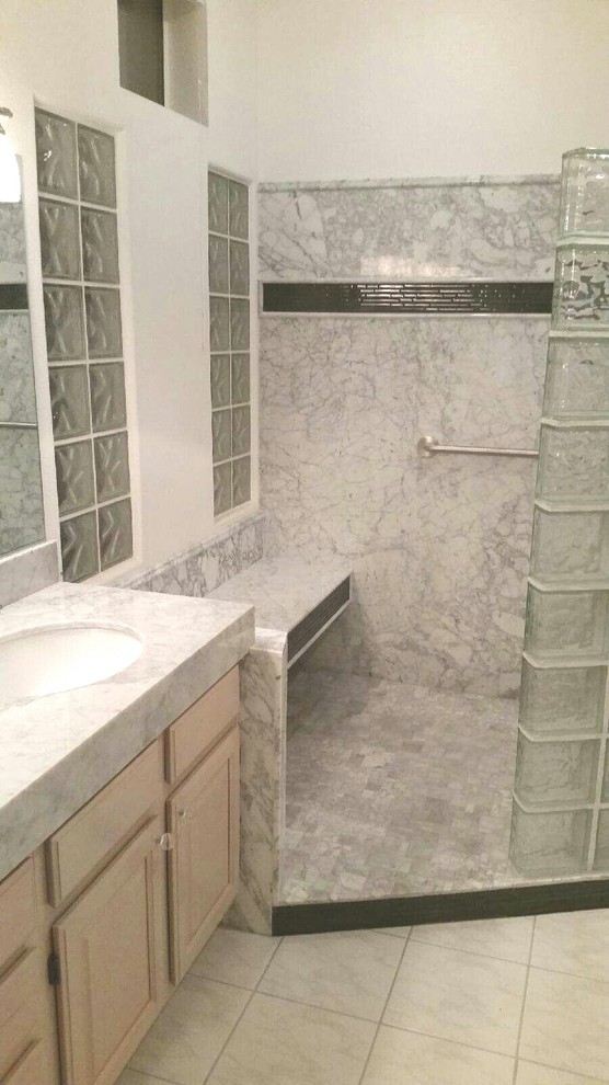 ForzaStone White Carrera Walk in Shower - Bathroom - Phoenix - by ...