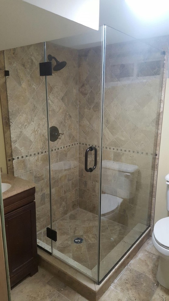 Frameless Glass Shower Door Bathroom Transitional Bathroom Newark