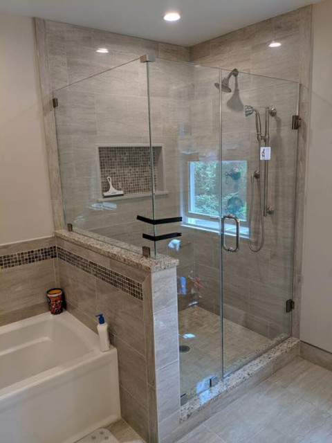 Frameless Glass Shower Enclosure Door Media Pa Traditional Bathroom
