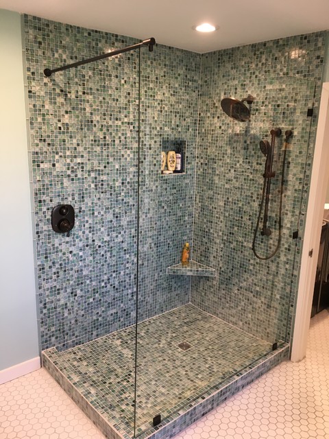 Frameless Shower Glass Fixed Panels Di Transizione Stanza Da