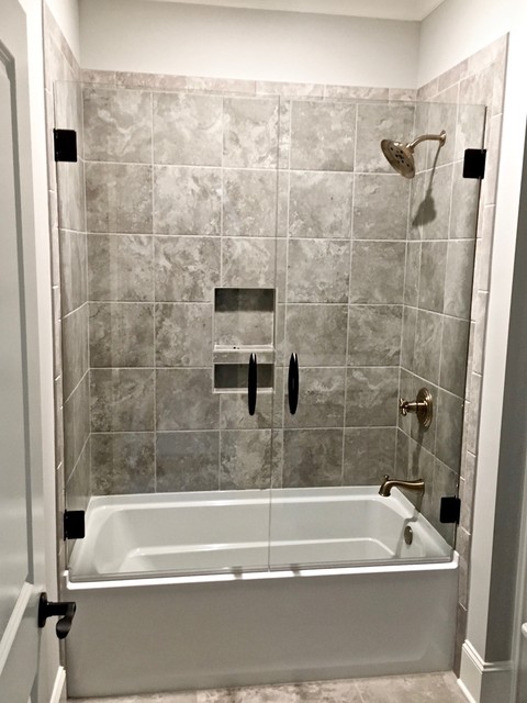 Frameless Shower Glass French Doors Traditional Bathroom Other