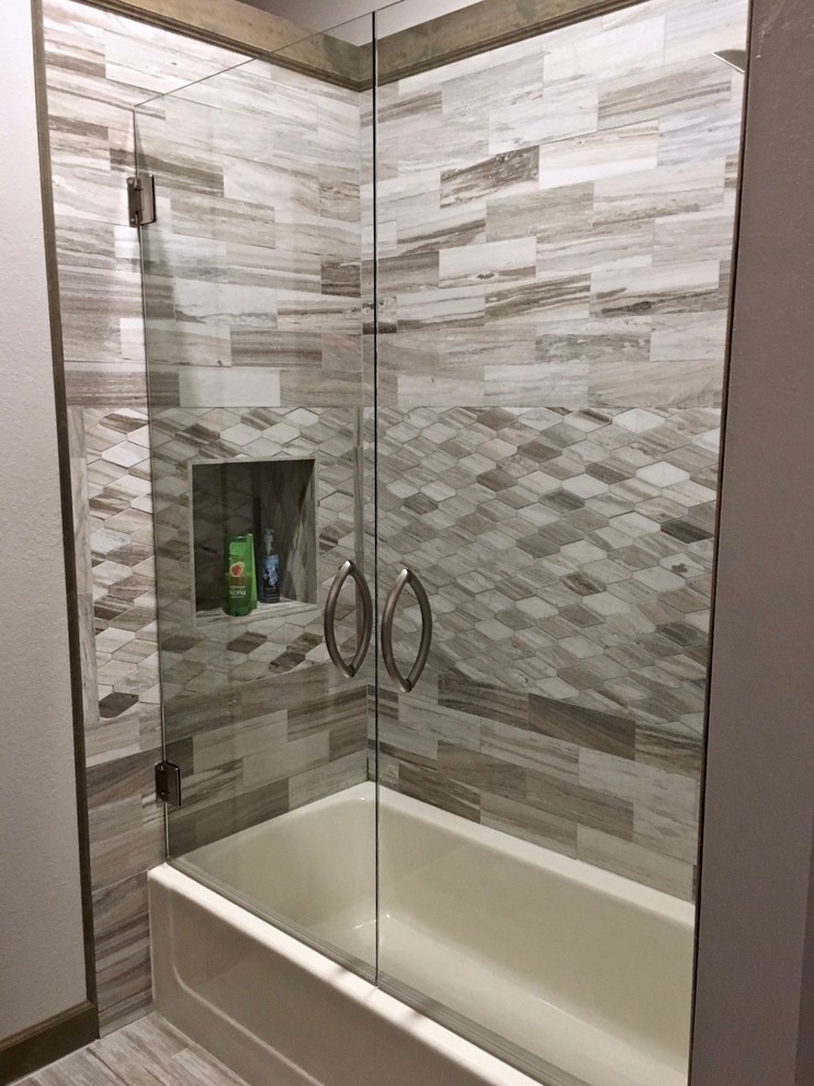 Frameless Shower Glass French Doors Di Transizione Stanza Da