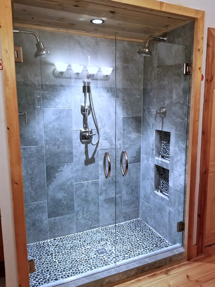 Frameless Shower Glass French Doors Transitional Bathroom Other