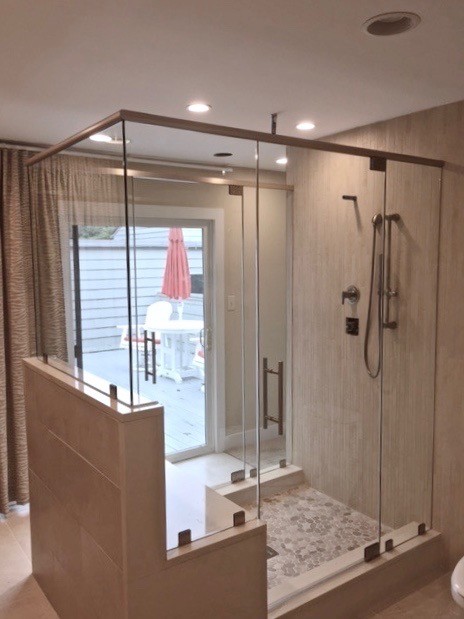 Frameless shower glass with benches - Transitional - Bathroom - Other ...