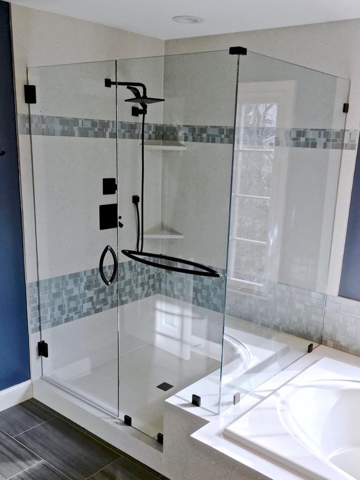 Frameless shower glass with benches - Transitional - Bathroom - Other ...