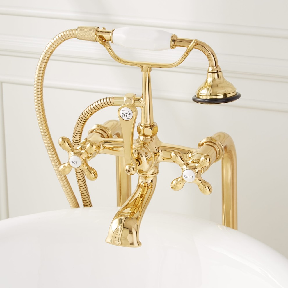 Freestanding Telephone Tub Faucet, Supplies & Valves - Cross Handles ...
