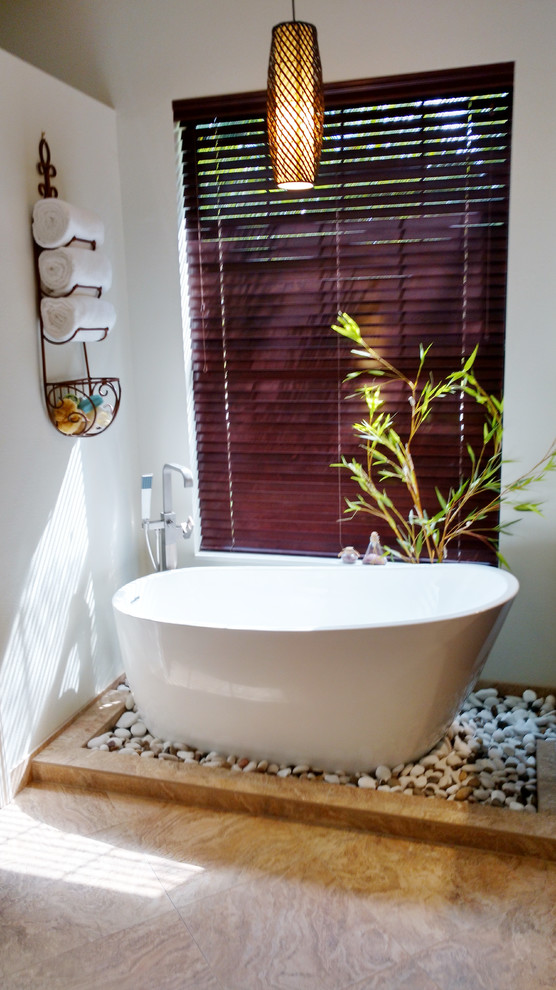 Freestanding Tub with Pebble Surrounding - Contemporary - Bathroom ...