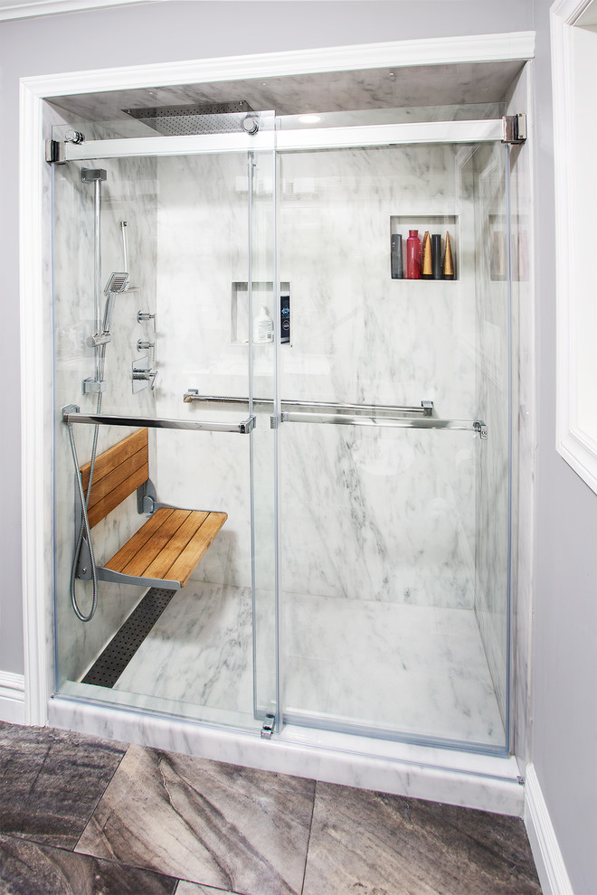 Front view of the modern shower with seat down! - Modern - Bathroom ...