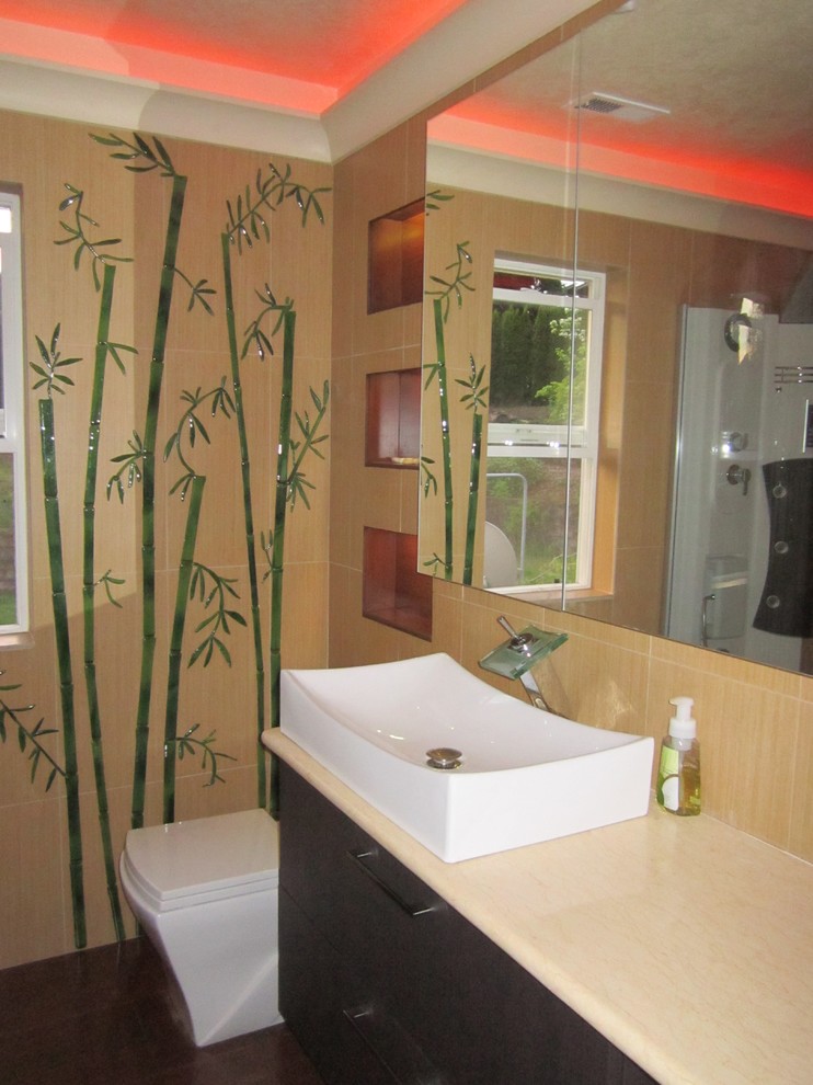 Glass decorative tiles for bathroom- Bamboo stalks - Bathroom ...