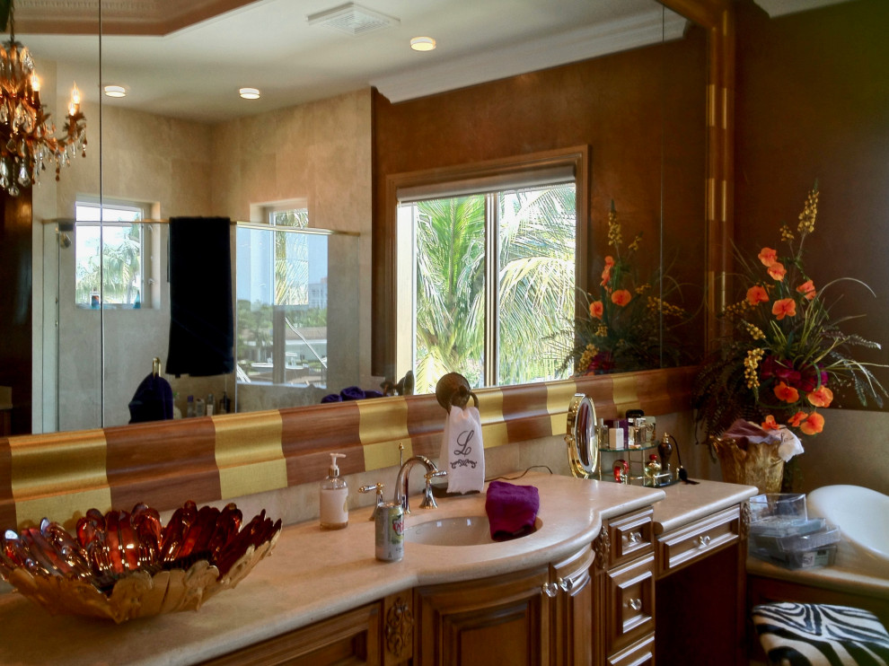 Glazed and bronzed french tissue, wood grain and gold leaf - Classique ...