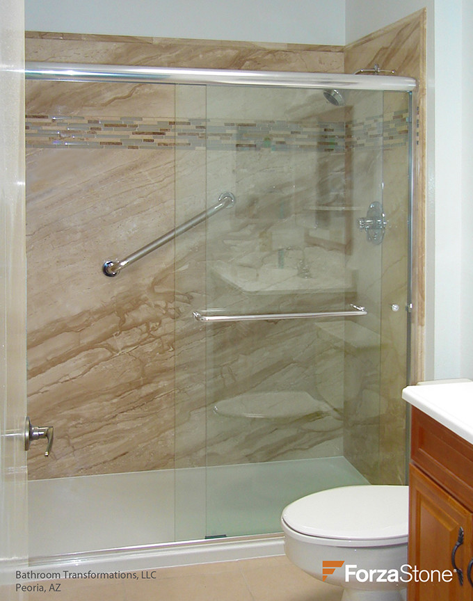 Gorgeous Shower Remodel Using ForzaStone Natural Stone - Traditional ...