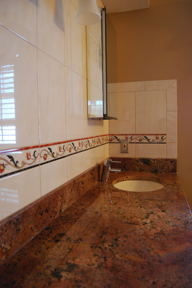 Granite vanity top and tile back splash - Traditional - Bathroom ...