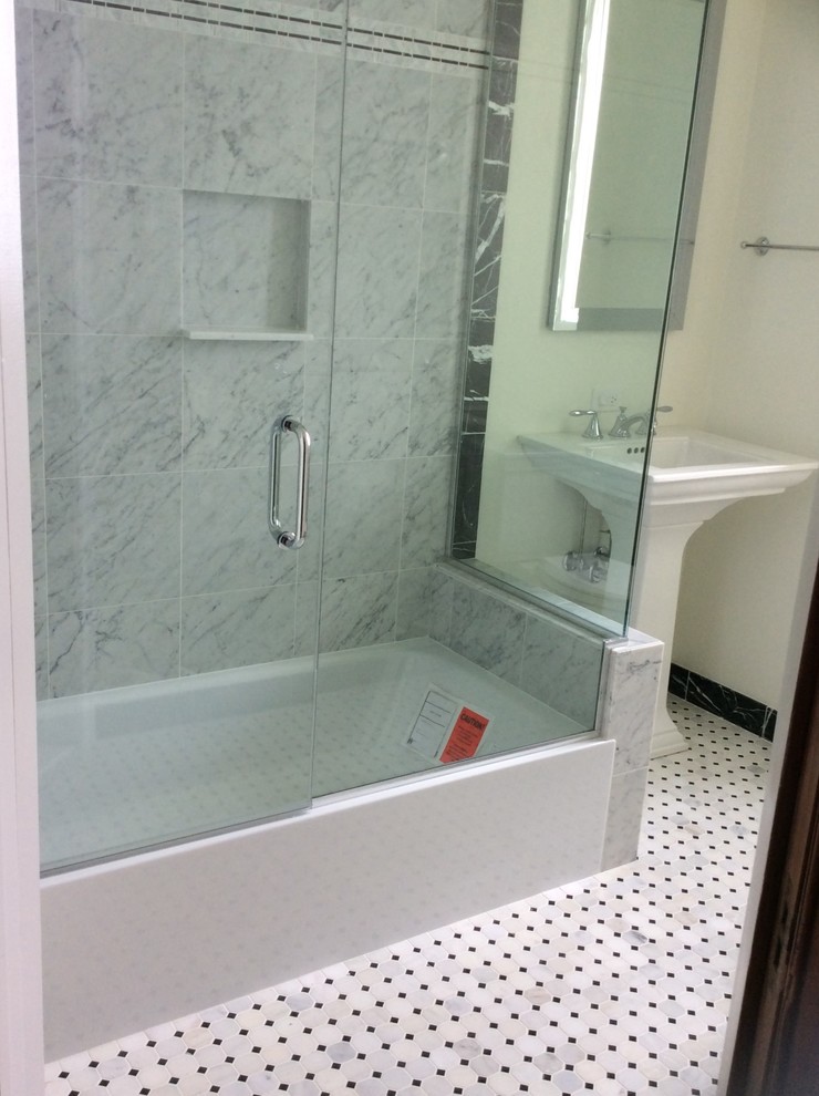 Gray and White Marble Shower - Traditional - Bathroom - Chicago - by ...