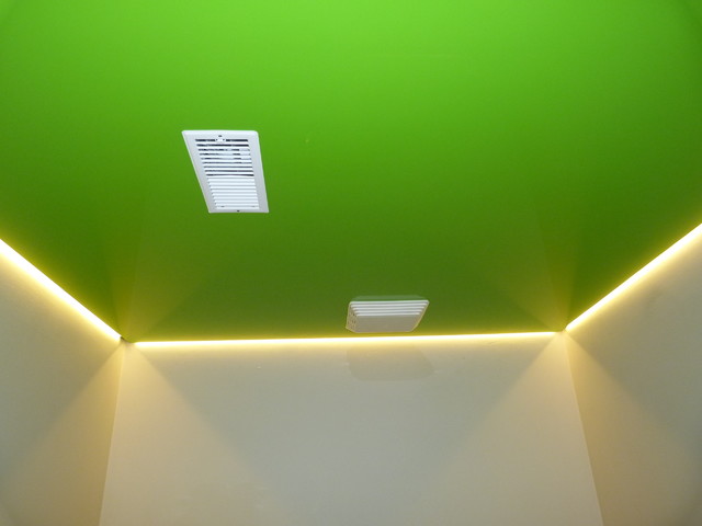 Green high gloss Phoenix Stretch Ceiling with LED perimeter lighting ...