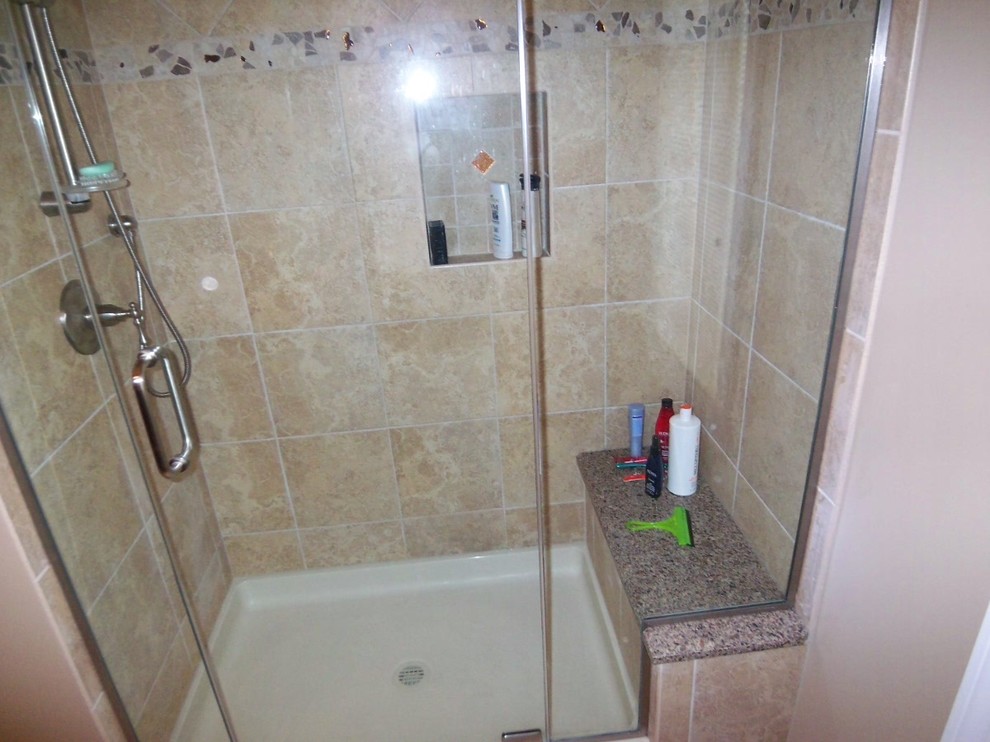 Guest bath replaced tub with walk-in shower - Transitional - Bathroom ...