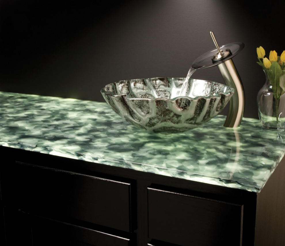 Illuminated Glass Bathroom Counter - Contemporary - Bathroom - Denver ...