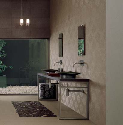 Imprinted Porcelain Tile Wall in Bathroom - Contemporary - Bathroom ...