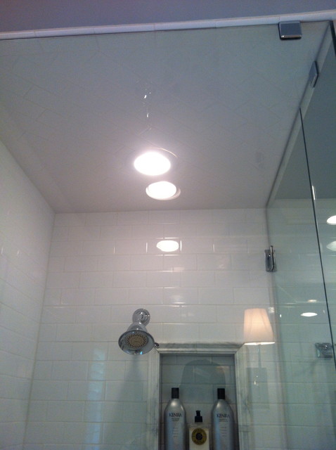 Jack & Jill bath converted to sleek marble restroom & shower ...