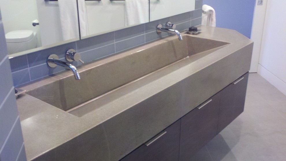 Large Concrete Bathroom Vanity with Ramp-type Sink - Contemporary ...