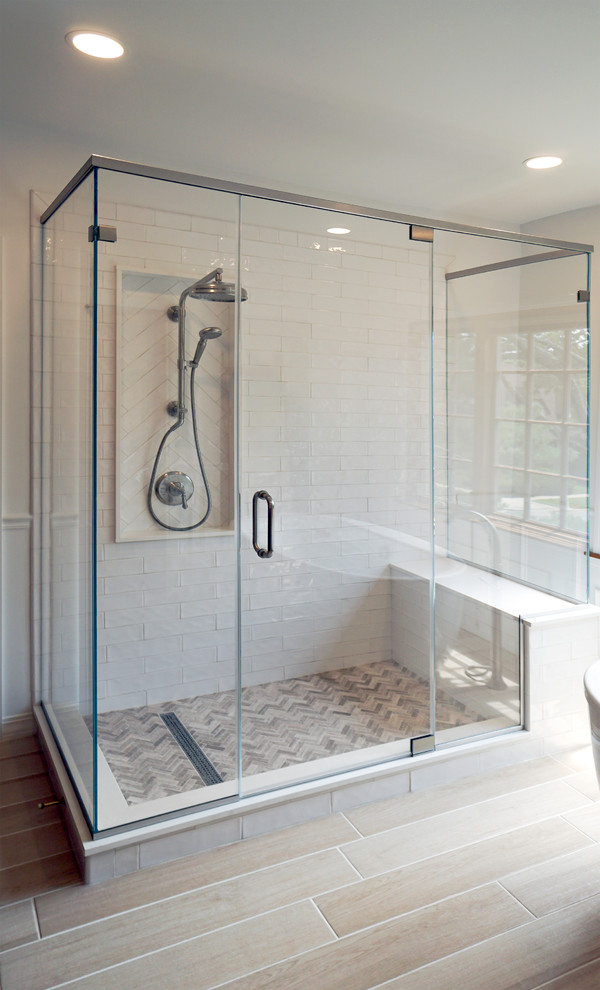 Large custom shower with integrated bench - Traditional - Bathroom ...