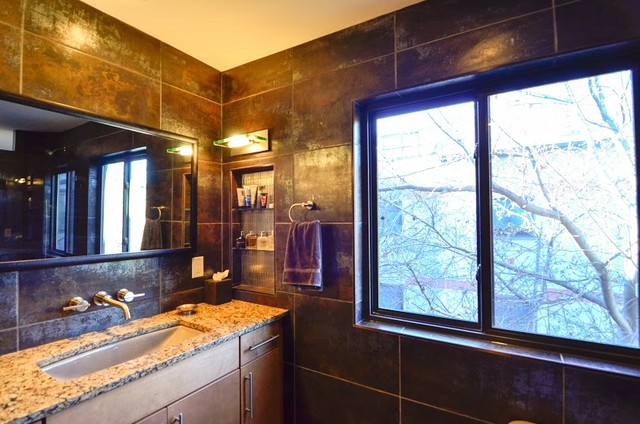 Large Format Wall Tiles in Copper Finish - Contemporary - Bathroom ...