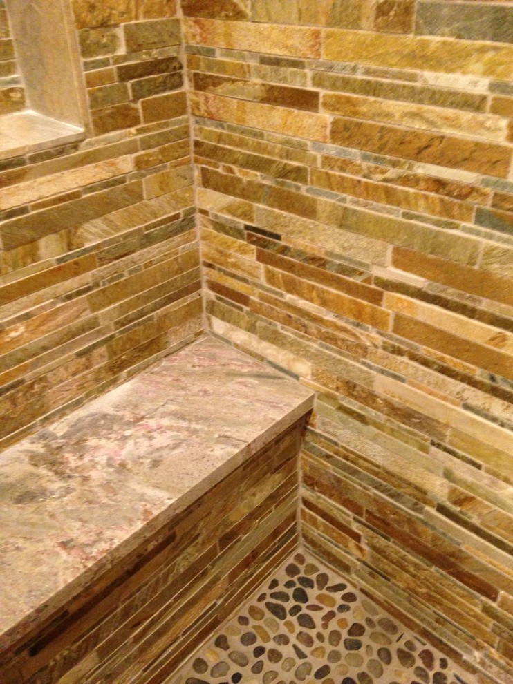 Ledger Panel Stone Shower - Transitional - Bathroom - Houston - by ...