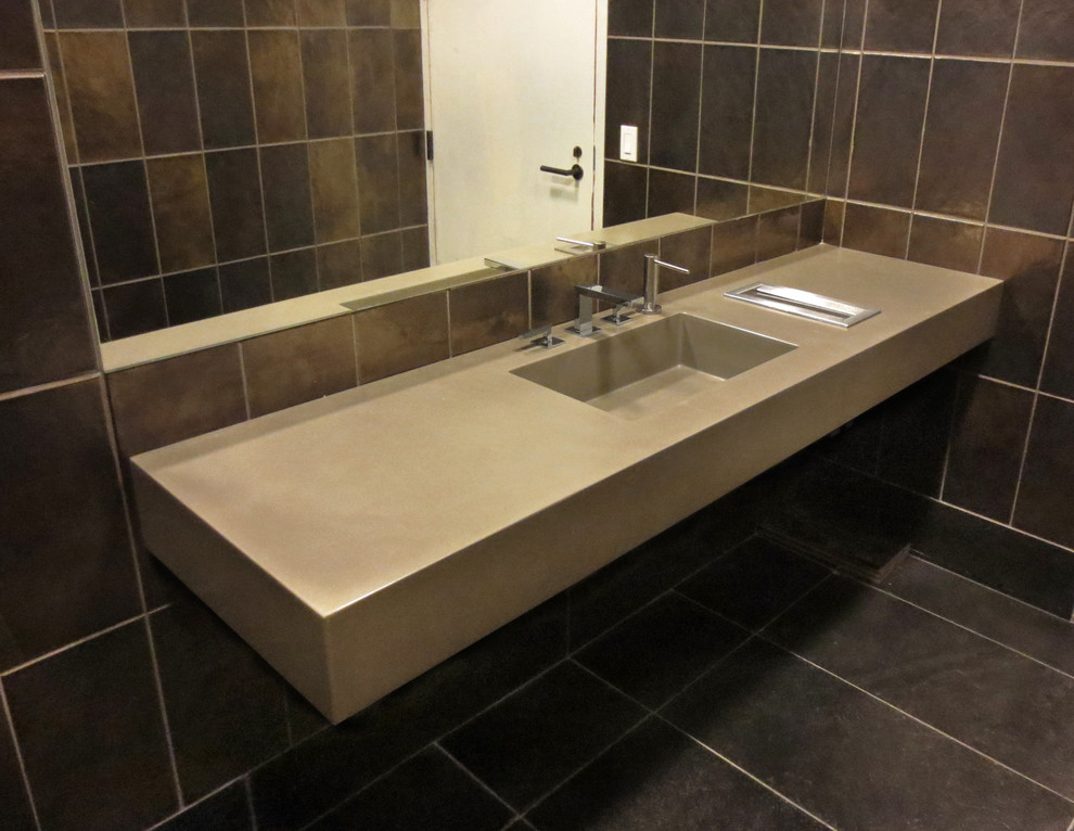 Light Brown ADA Floating Concrete Bathroom Sinks - Contemporary ...