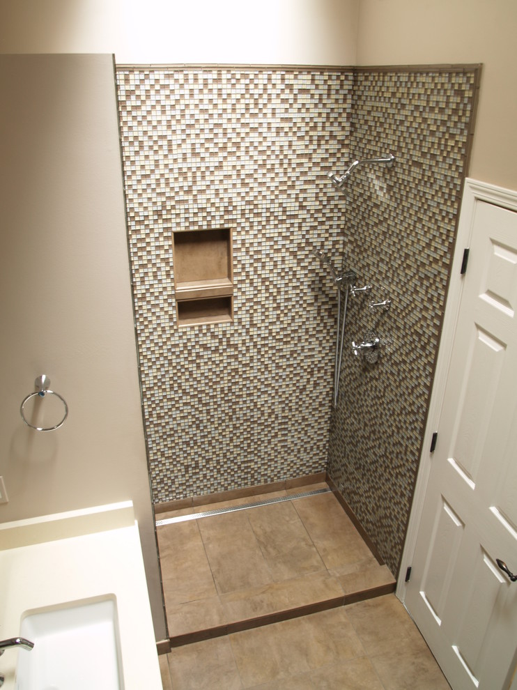 Linear channel drain shower - Contemporary - Bathroom - Detroit - by ...