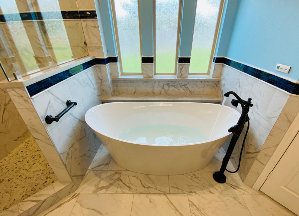 Long Master Bath Freestanding Tub - Traditional - Bathroom - Houston ...