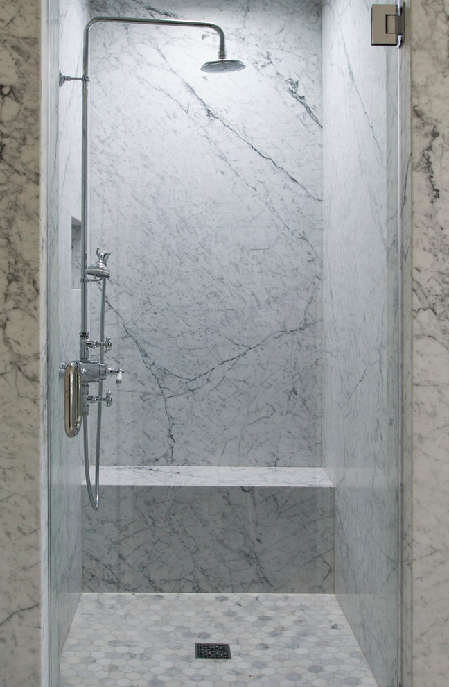 Los Gatos Historic Renovation Marble Shower - Traditional - Bathroom ...