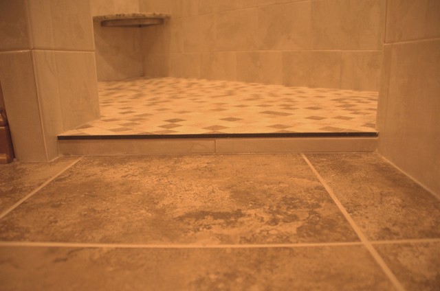 Luxurious Walk-in Shower with No Door - Transitional - Bathroom ...