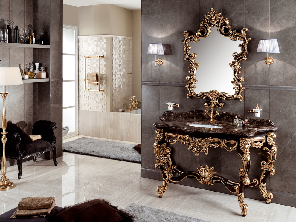 M Luxury Gondola 61.4" Bathroom Vanity Console Cabinet Decorated Wood ...