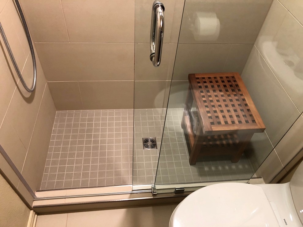 Major bathroom remodel with bath to shower conversion - Traditional ...