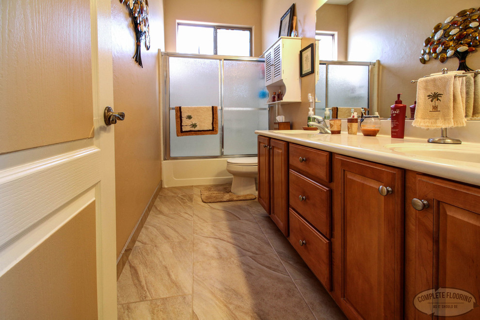 Marazzi Boardwalk Tile on a Stagger Pattern - Transitional - Bathroom ...