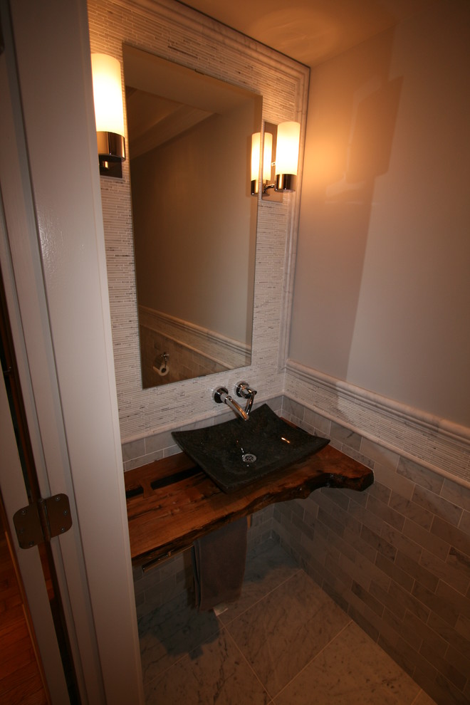 Marble Powder with Live Edge Countertop - Contemporary - Powder Room ...