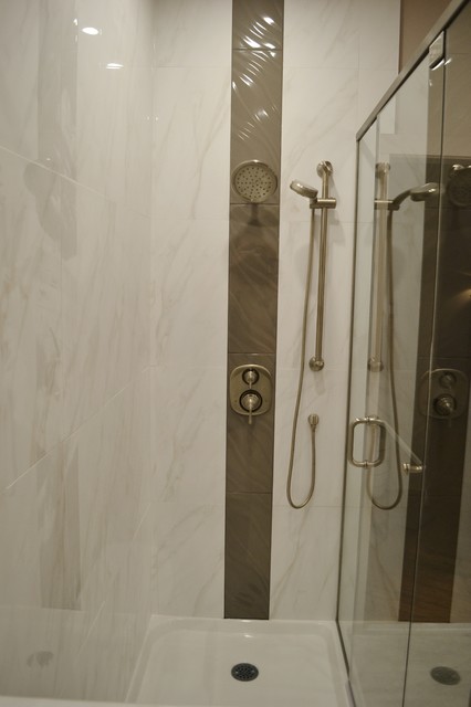 Marble Wall - Master Bathroom Redesign - Before & After - Modern ...