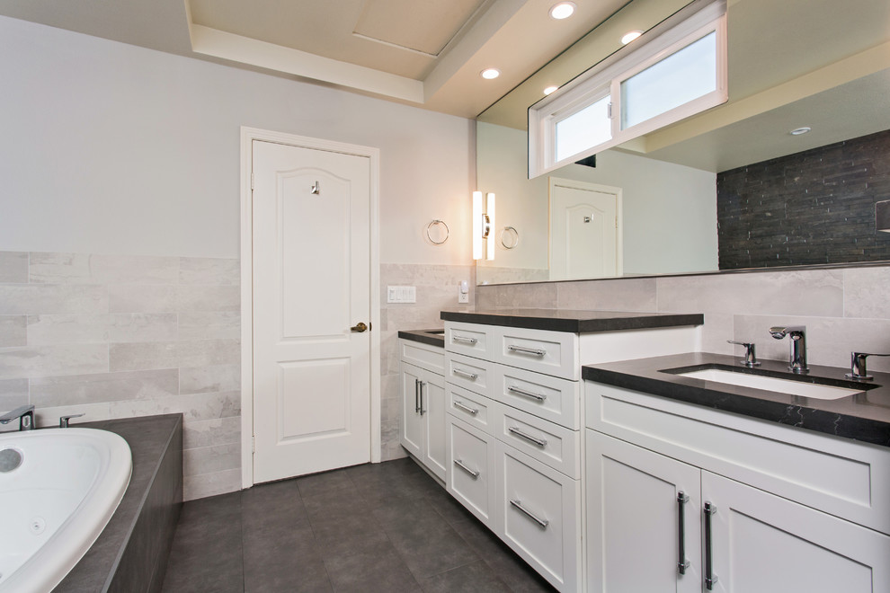 Masterbath with a grand spa wall in Oak Park - Transitional - Bathroom ...