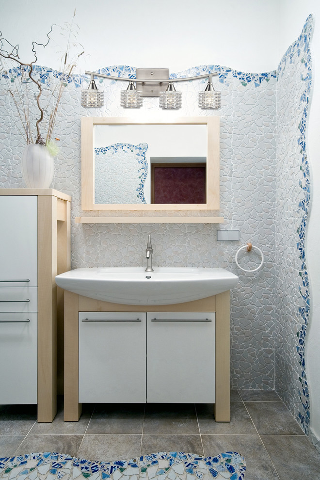 Matrix Collection Satin Nickel 4-Light 21" Bathroom Vanity Light ...