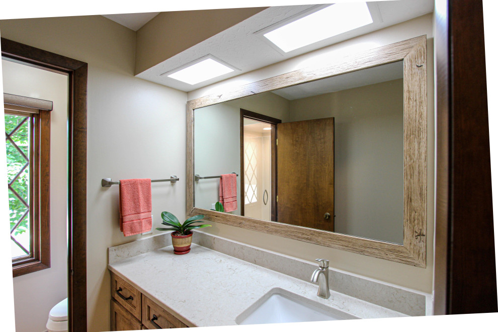 Medallion Knotty Alder Bathroom Vanity and Eternia Quartz Countertop ...