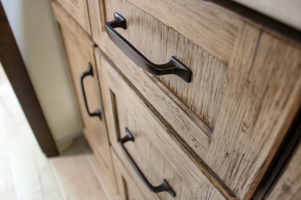 Medallion Knotty Alder Bathroom Vanity and Eternia Quartz Countertop ...