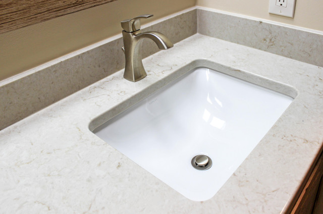 Medallion Knotty Alder Bathroom Vanity and Eternia Quartz Countertop ...