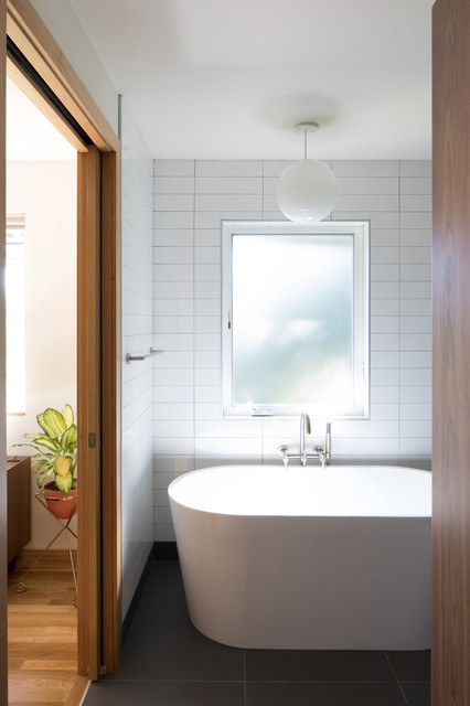 Raised Ranch Bathroom Makeover B&W Tile | Shower Tile Installation