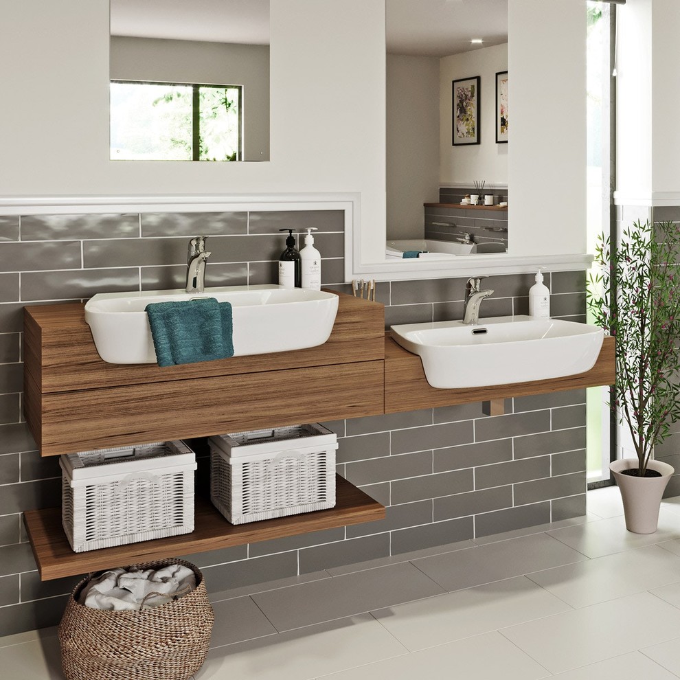 Mode Foster 1 tap hole semi recessed countertop basin 600mm - Modern ...