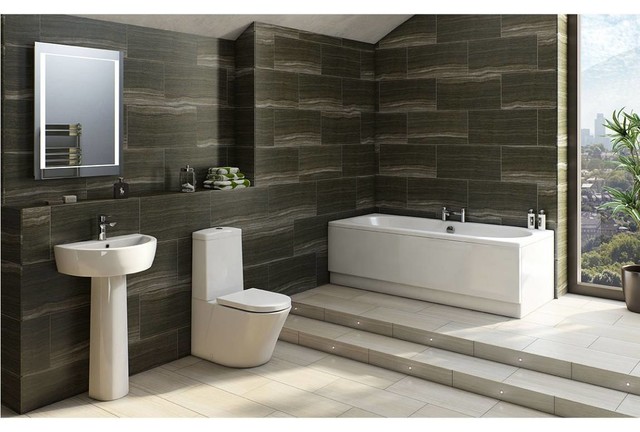Mode Tate bathroom suite with contemporary double ended bath - Modern ...