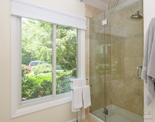 Modern Bathroom with New, Large Sliding Window - Contemporain - Salle ...