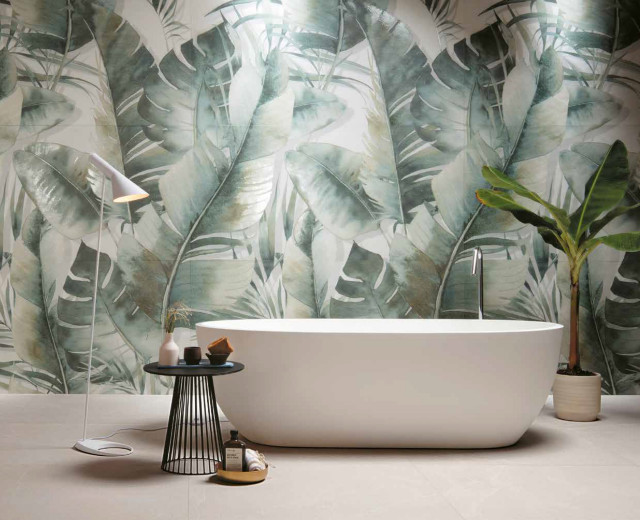 Modern bathroom with tropical wall tile - Modern - Bathroom - Miami ...