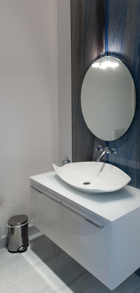 Modern Mosa White Marble Home - Contemporary - Bathroom - Miami - by ...