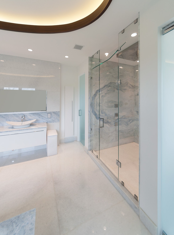 Modern Mosa White Marble Home - Contemporary - Bathroom - Miami - by ...